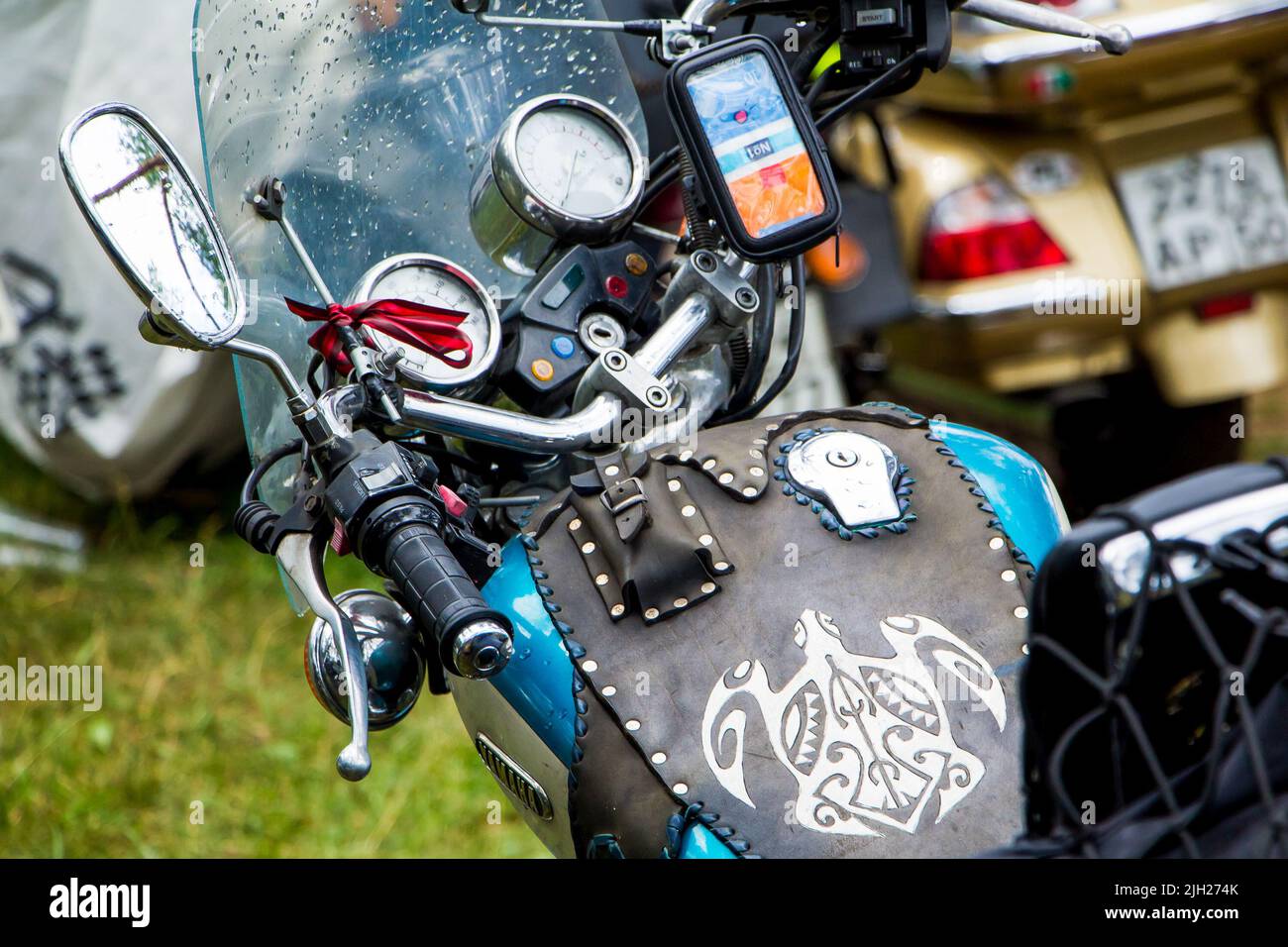 Summer open-air motorcycle festival, motorcycles on nature background ...