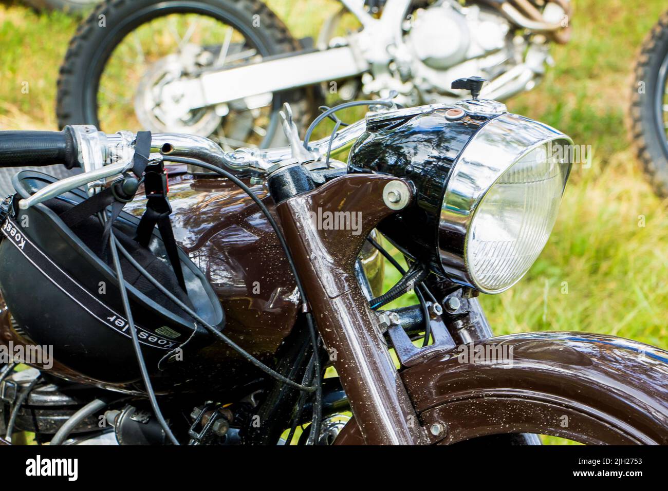 Summer open-air motorcycle festival, motorcycles on nature background ...