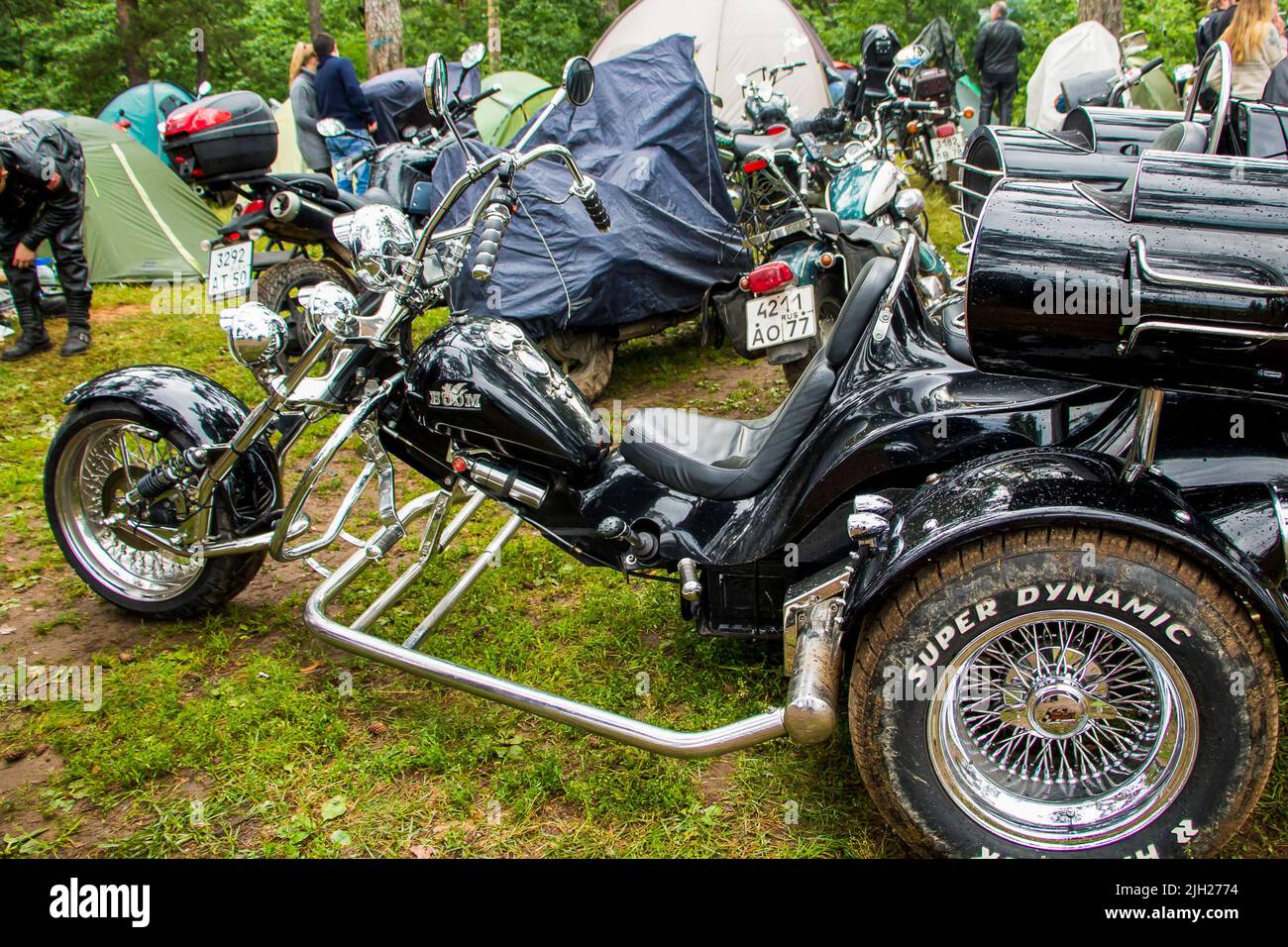 Summer open-air motorcycle festival, motorcycles on nature background ...