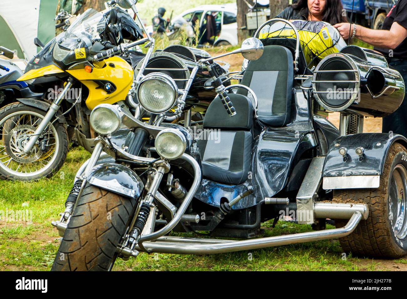 Summer open-air motorcycle festival, motorcycles on nature background ...