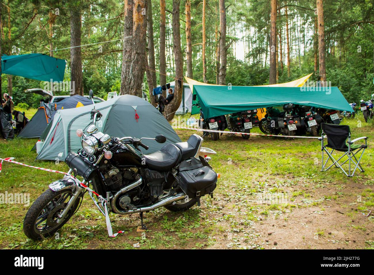 Summer open-air motorcycle festival, motorcycles on nature background ...
