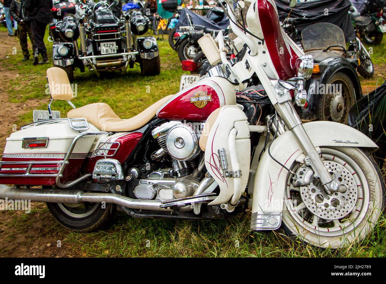 Summer open-air motorcycle festival, motorcycles on nature background ...