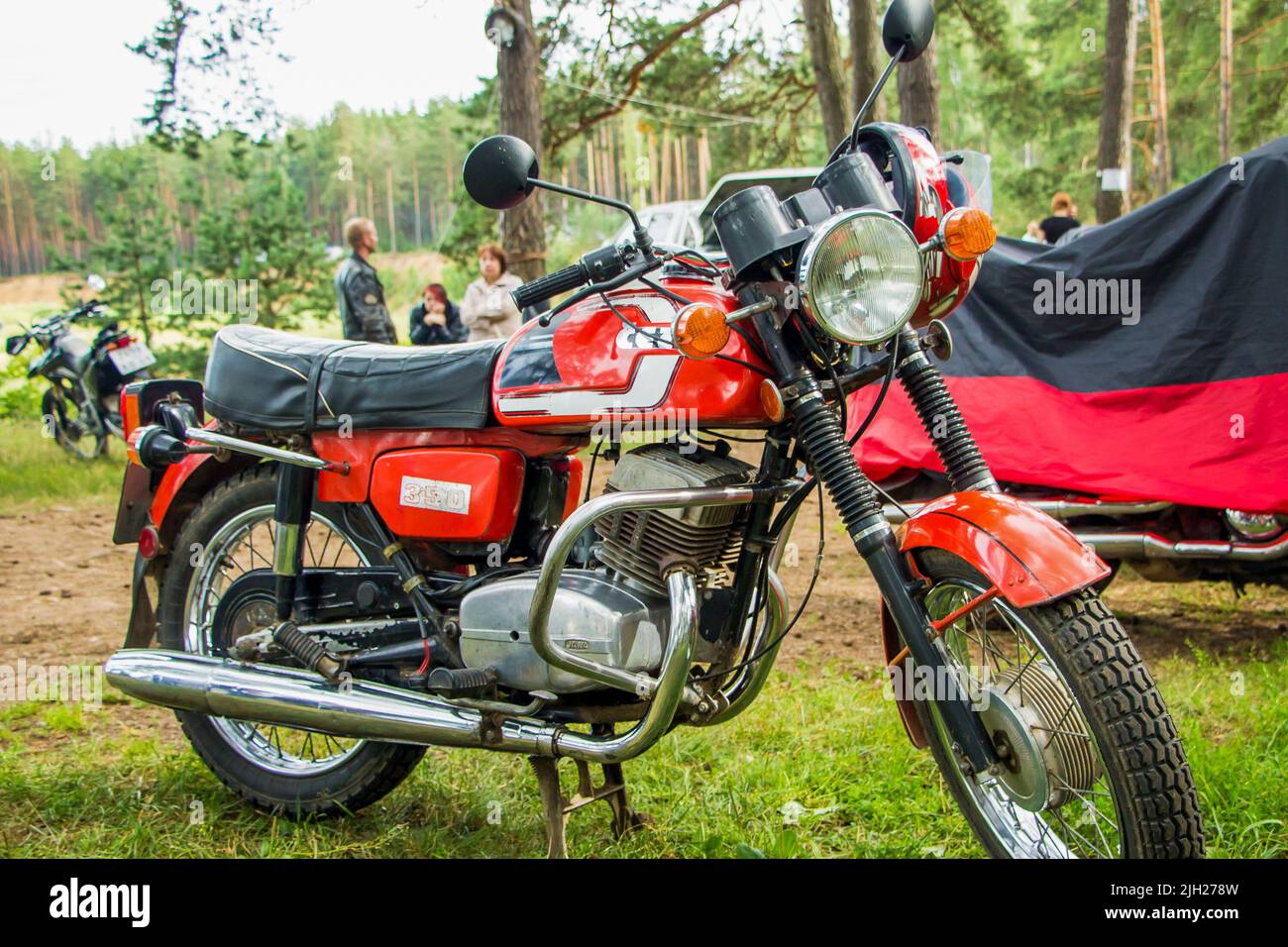 Summer open-air motorcycle festival, motorcycles on nature background ...