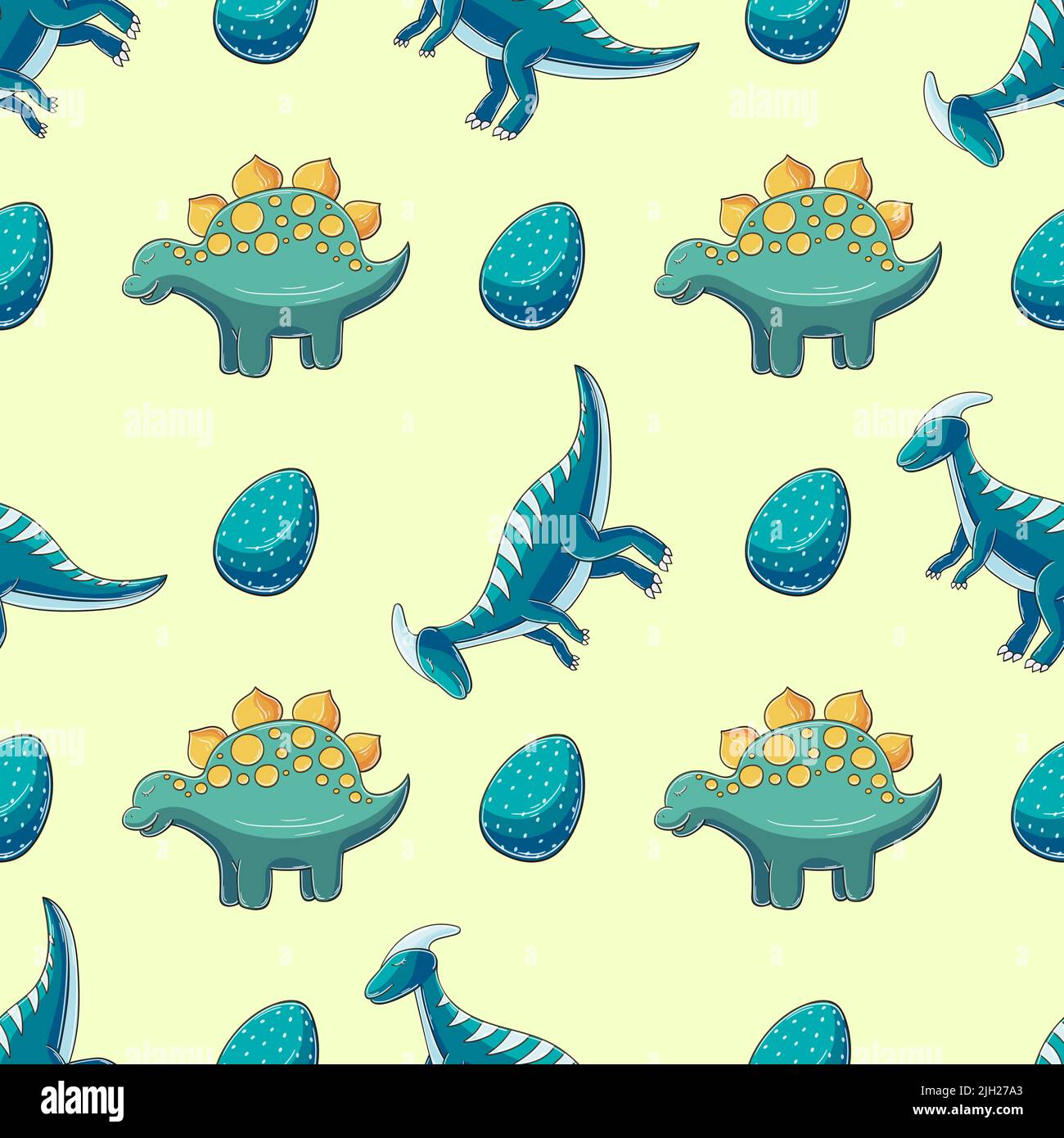 Cute funny kids dinosaur pattern. Colorful dinosaur vector background ...
