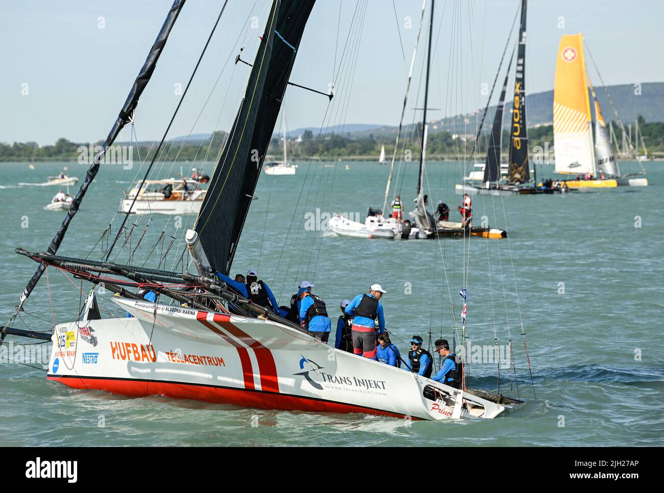A close up view of a racing boat during the 54th Blue Ribbon Regatta ...