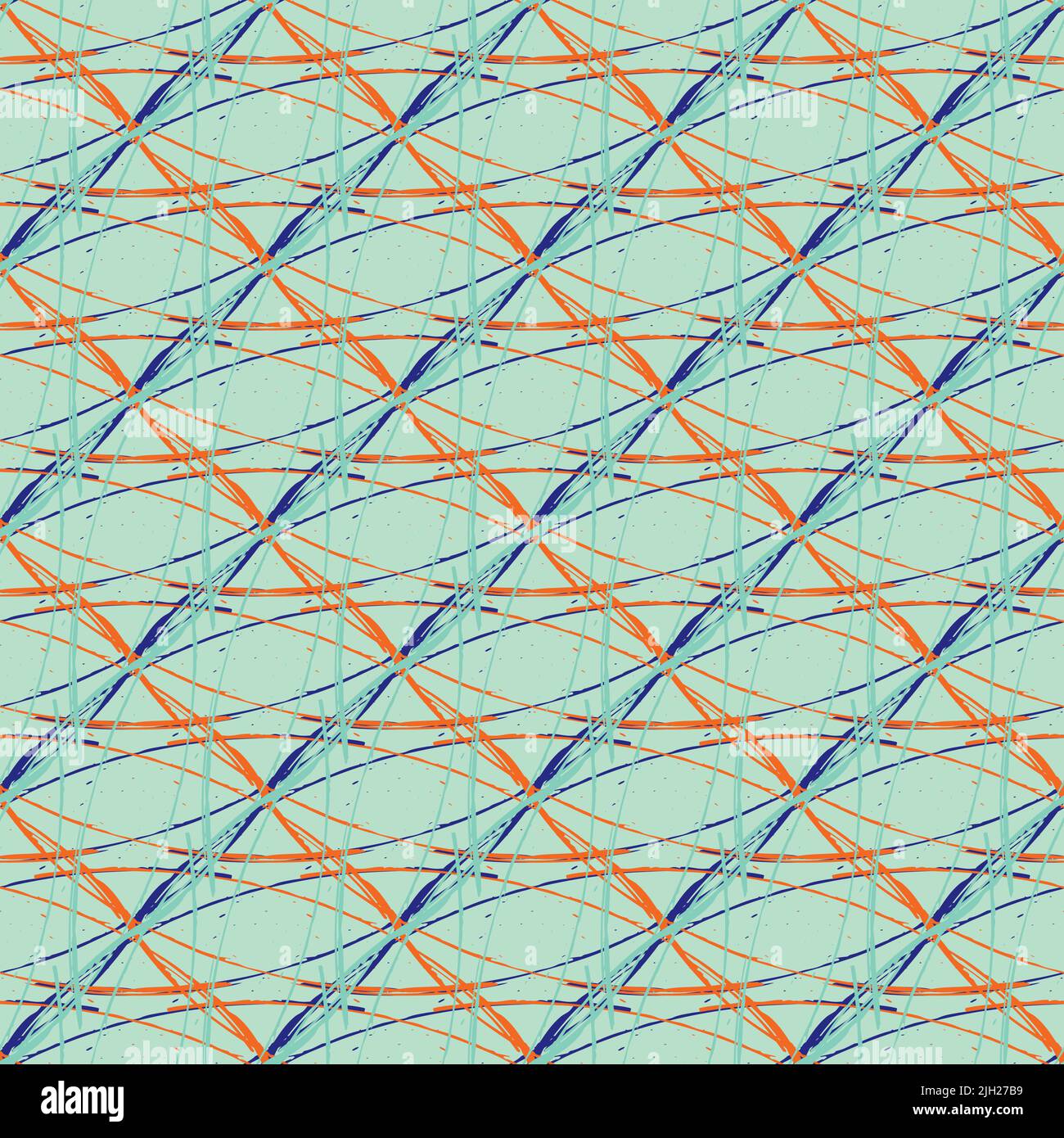 Abstract Painterly Lattice Weave Seamless Vector Pattern Fine Brush