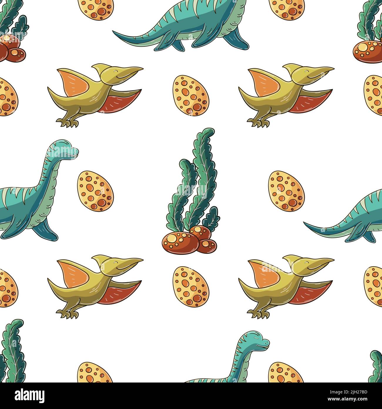 Cute funny dinosaur pattern. Print for boys. Dinosaur vector background ...