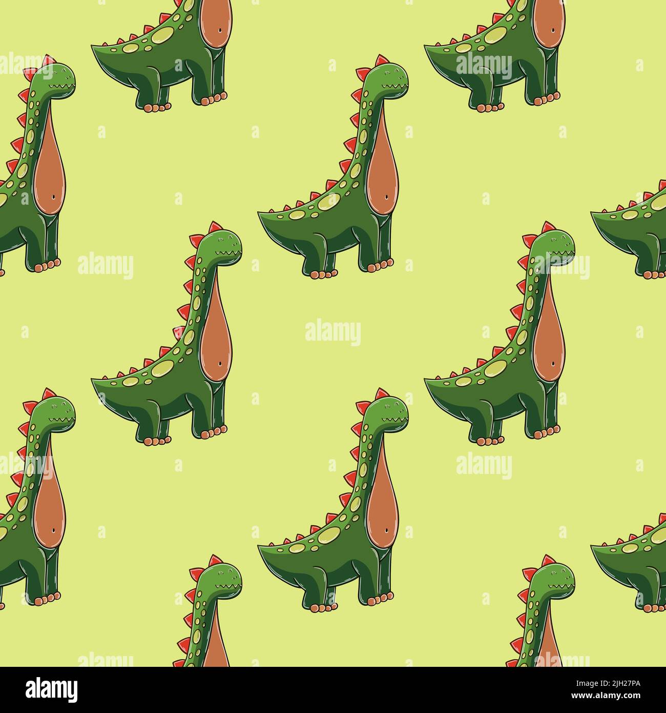 Dinosaurs of the Jurassic period. Hand drawn cute dinosaurs seamless ...