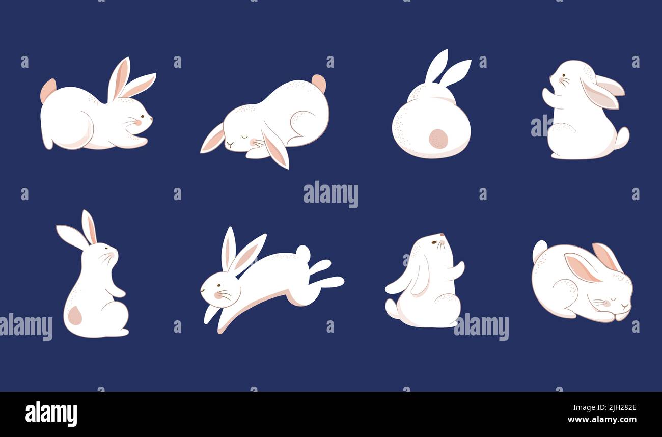 Collection of cute bunnies, rabbits for Mid Autumn Festival, Easter ...