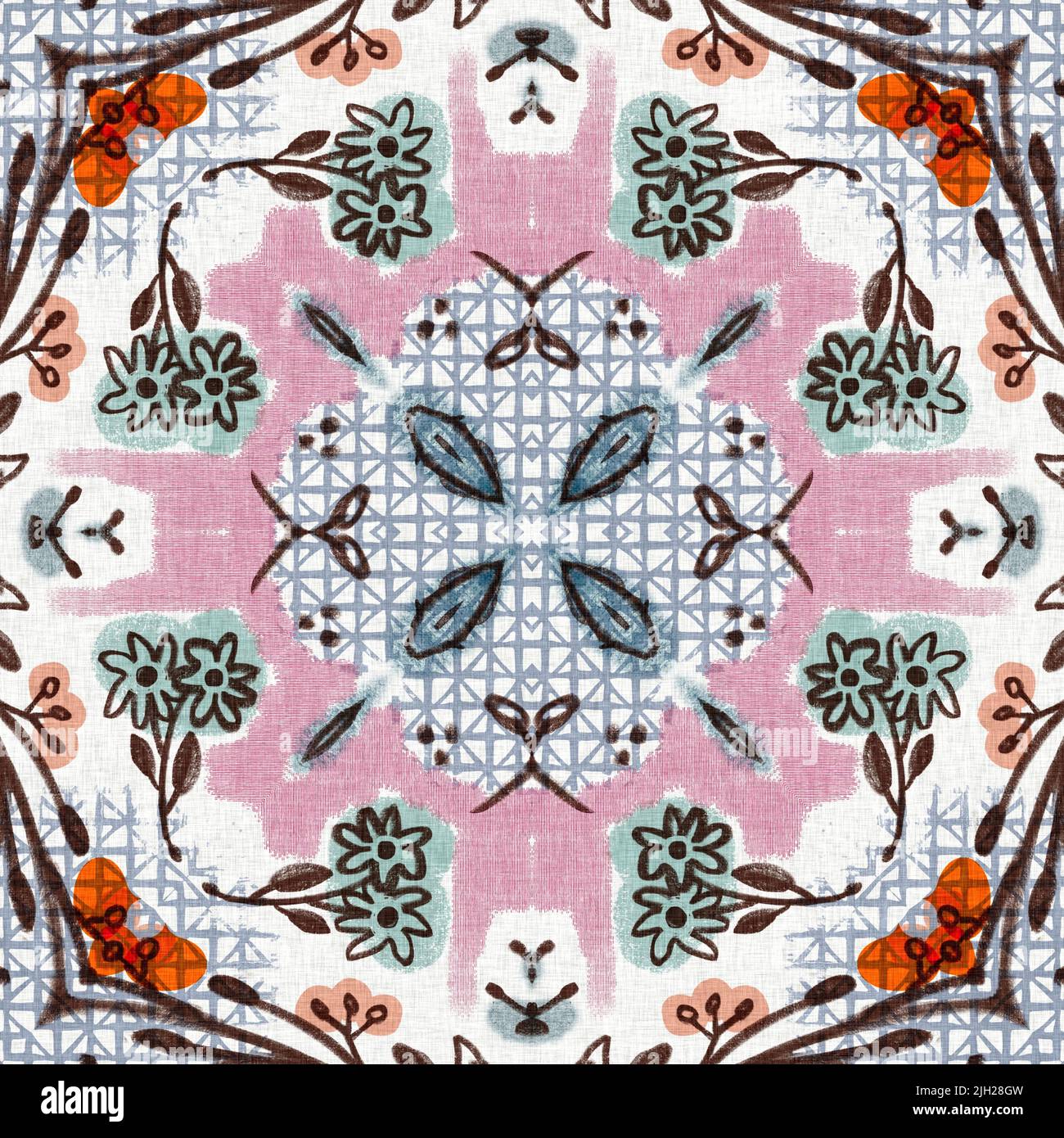 Retro fifties floral french printed fabric pattern for shabby chic home ...