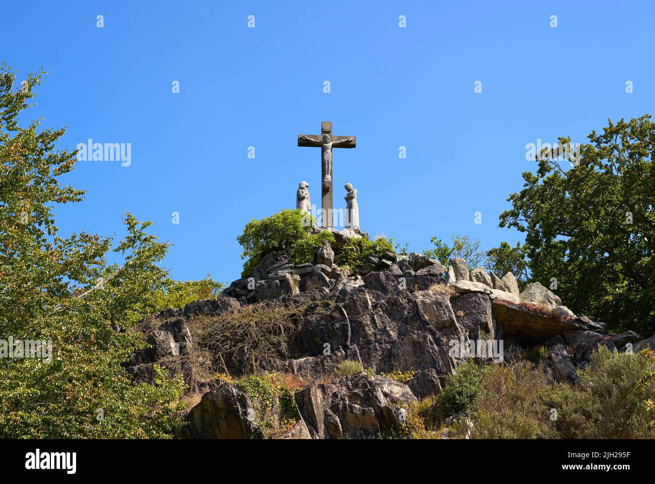 Whitwick, Leicestershire, UK 07 13 2022 Crucifixion monument on a ...