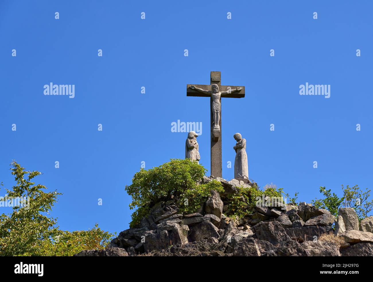 Whitwick, Leicestershire, UK 07 13 2022 Crucifixion monument on a ...
