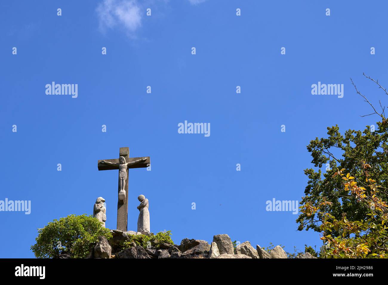 Whitwick, Leicestershire, UK 07 13 2022 Crucifixion monument on a ...