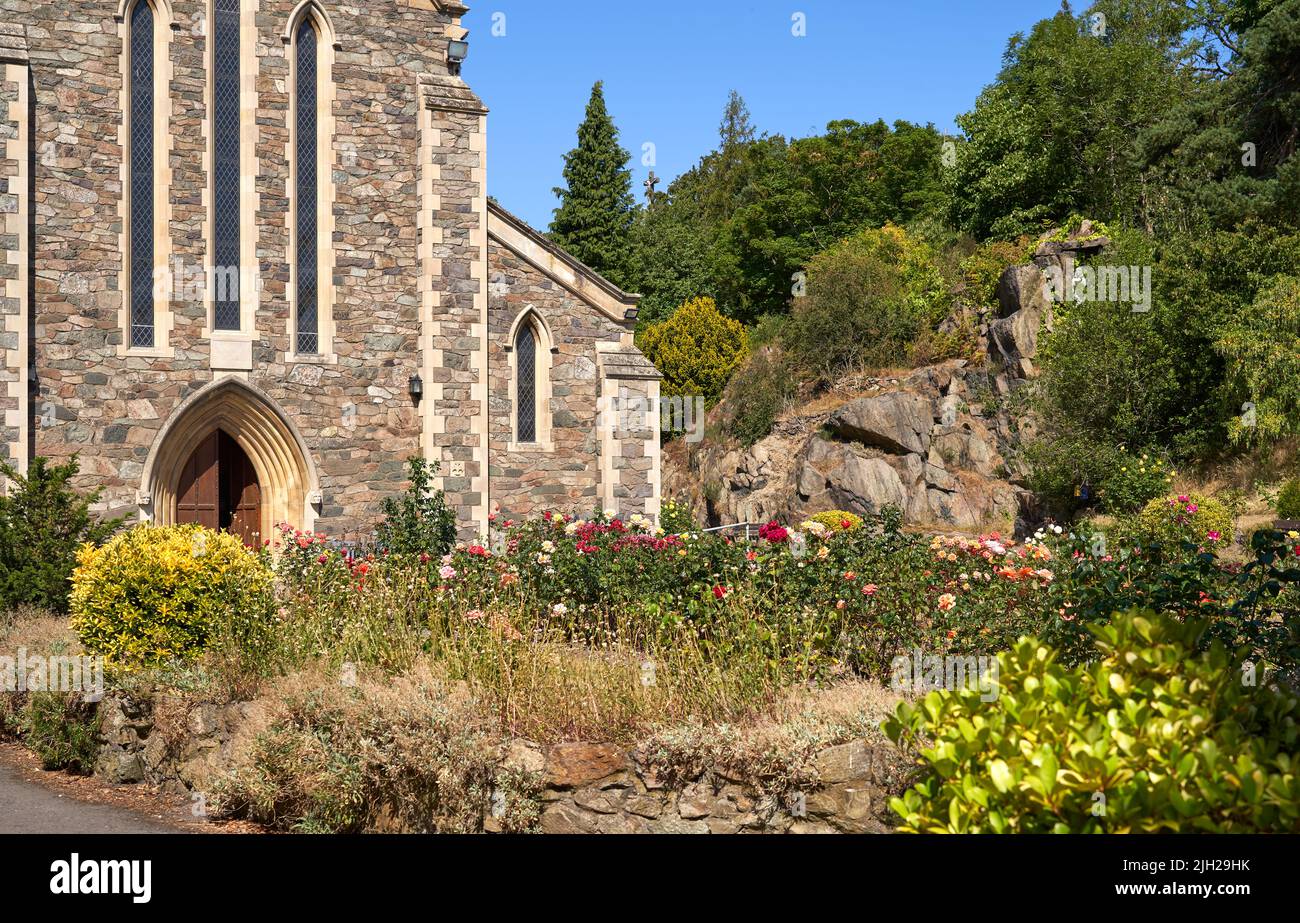 Whitwick, Leicestershire, UK 07 13 2022 Large monastery and rose garden ...
