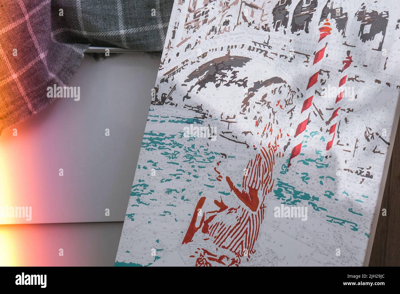 Coloring canvas Picture by numbers Creative hobby. Painting for beginners. Leisure activity for ...