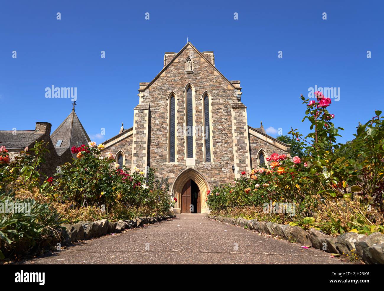 Whitwick, Leicestershire, UK 07 13 2022 Large monastery and rose garden ...