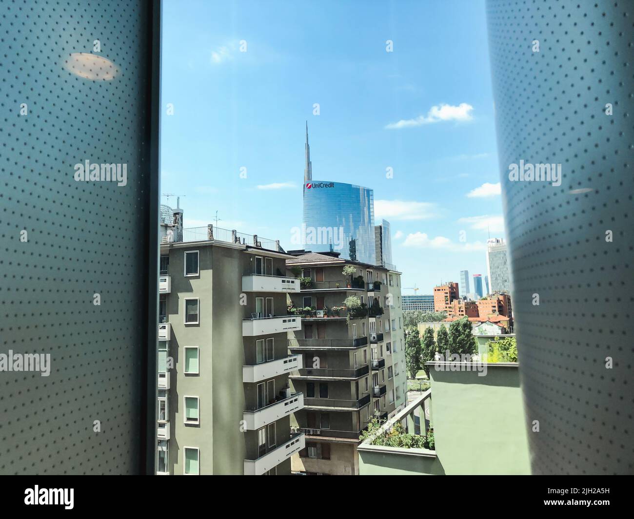 The Unicredit tower of the Garibaldi district seen from inside the ...