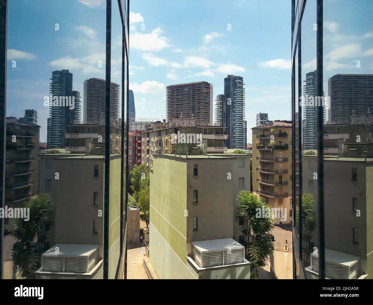 Milan, The Solaria tower of the Porta Nuova district seen from inside ...