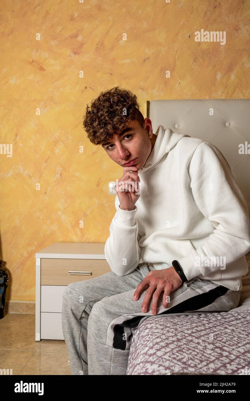 Caucasian millennial sit alone on hi-res stock photography and images ...