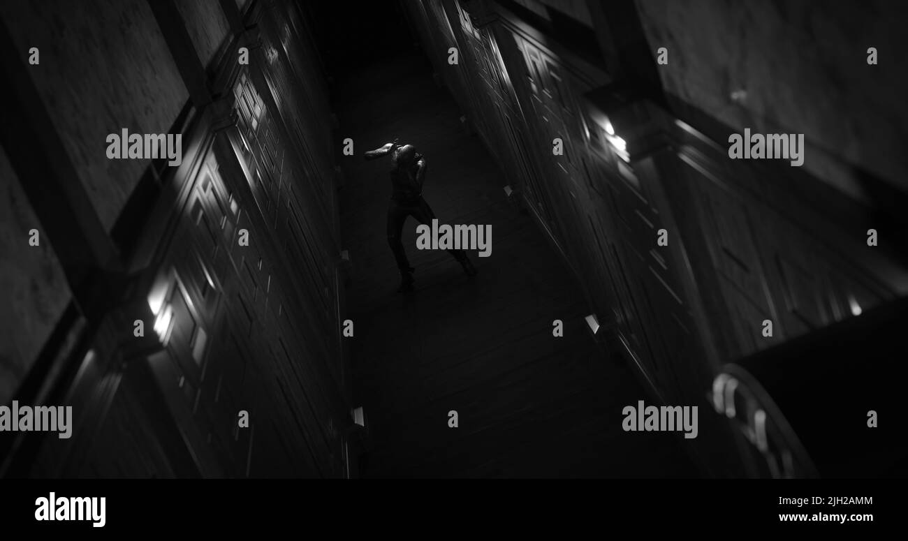 Image of human like monster in dark tunnel being stunned Stock Photo ...