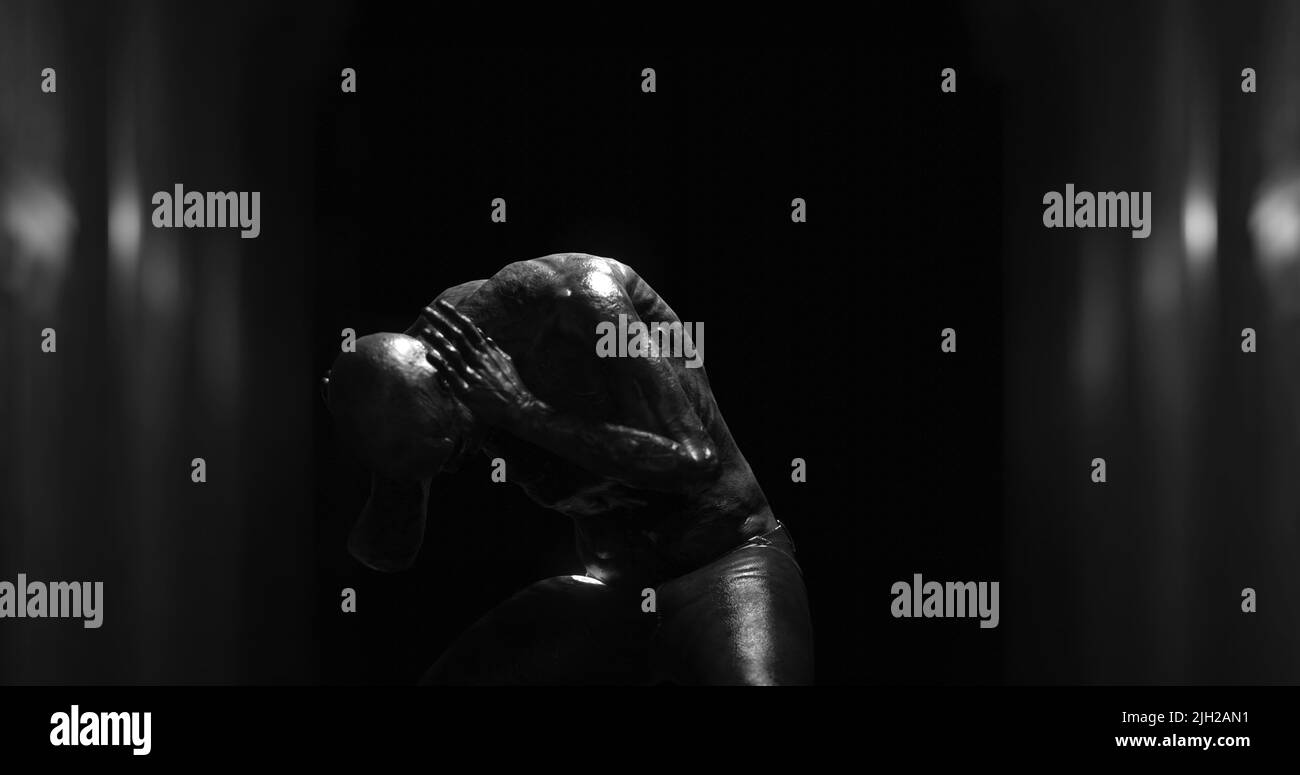 Image of human like monster in dark tunnel being stunned Stock Photo ...