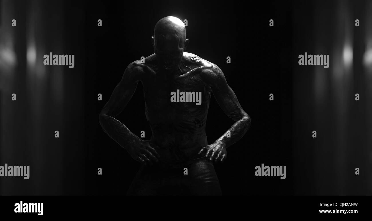 Image of human like monster in dark tunnel being stunned Stock Photo ...