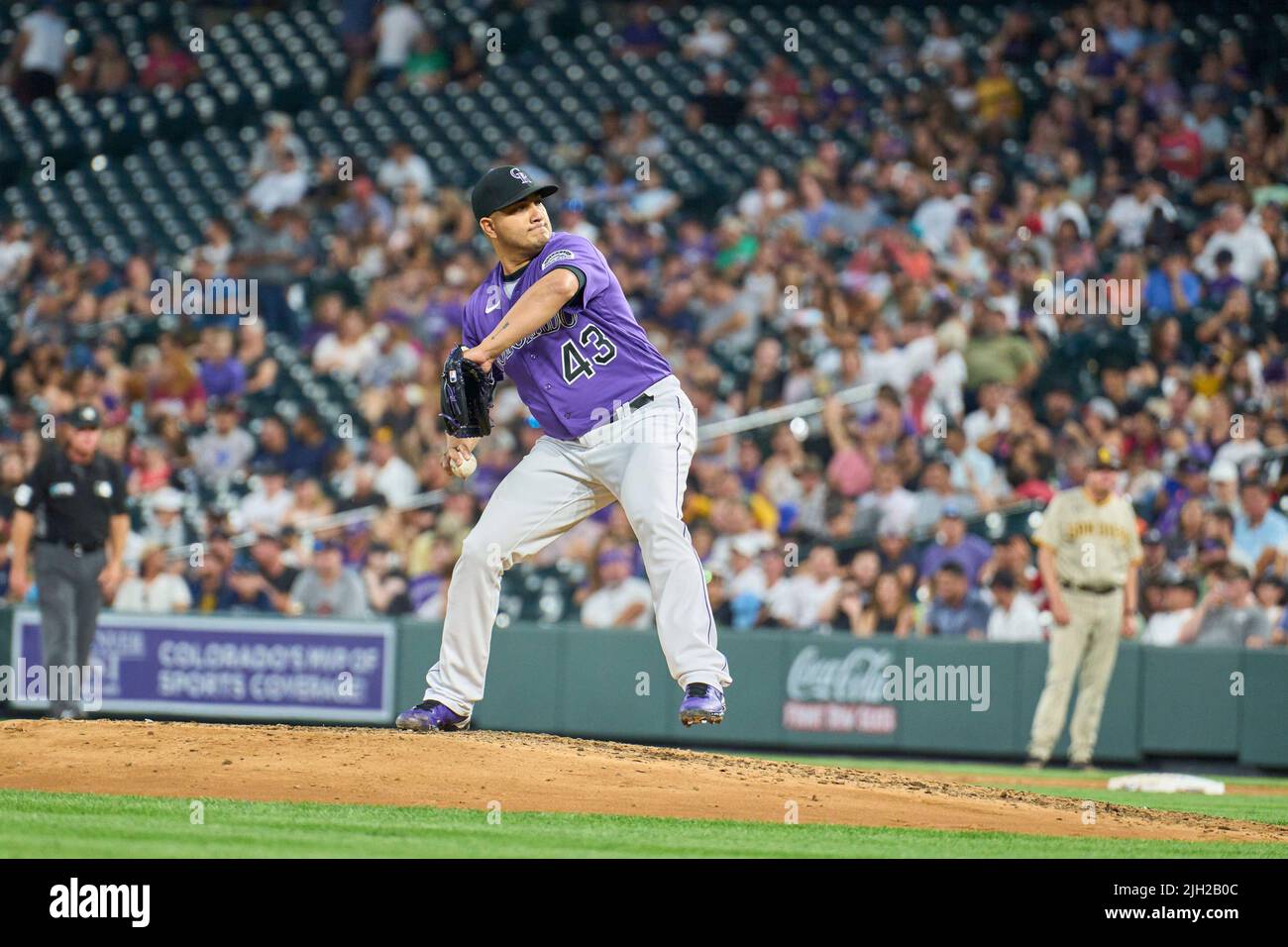 Denver CO, USA. 13th July, 2022. Colorado pitcher Jhoulys ChacÃ-n (43 ...
