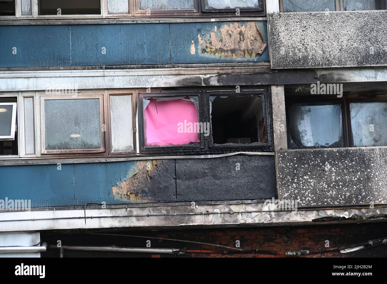 Burnt out flats hi-res stock photography and images - Alamy