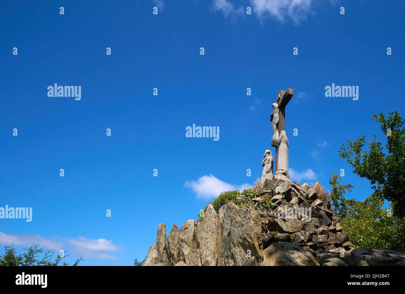 Whitwick, Leicestershire, UK 07 13 2022 Crucifixion monument on a ...