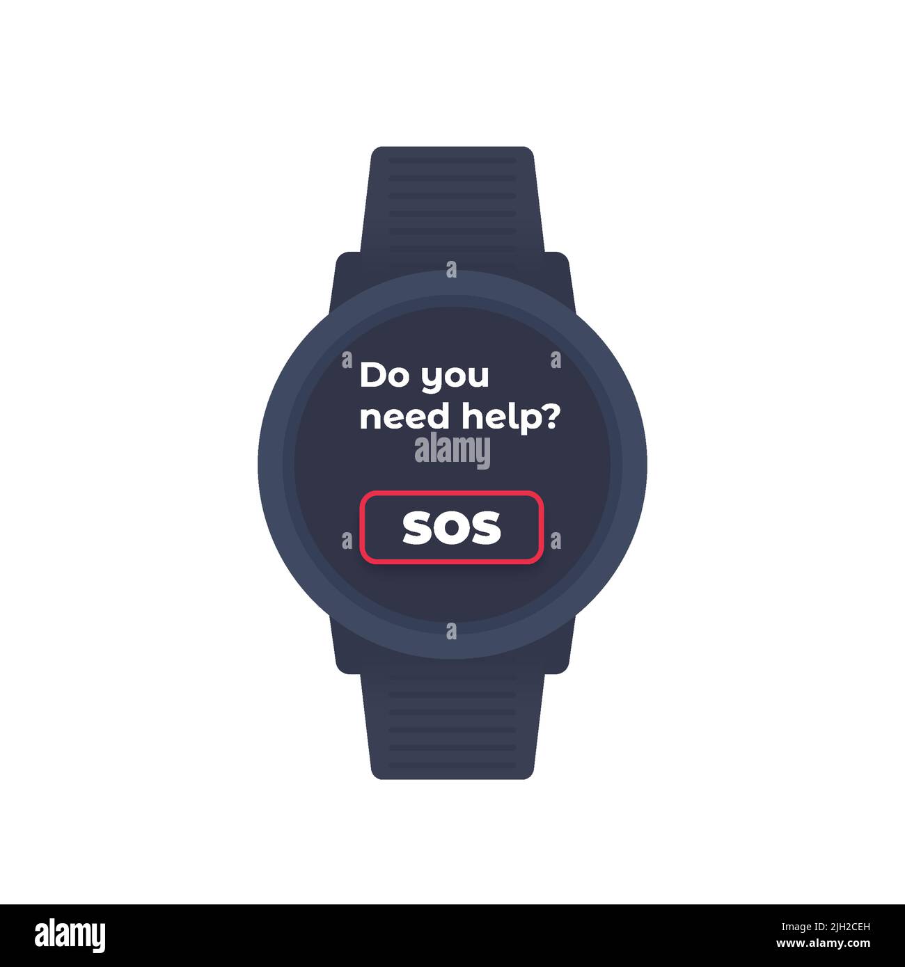 sos button in smart watch, emergency app design Stock Vector Image ...