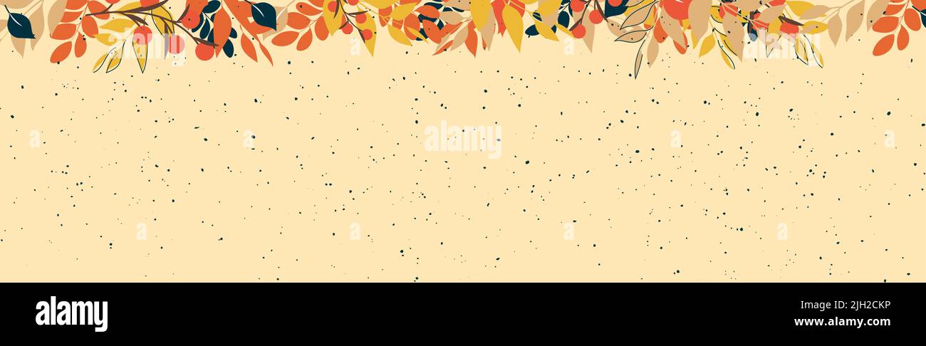 Abstract autumn web background template with many different leaves ...
