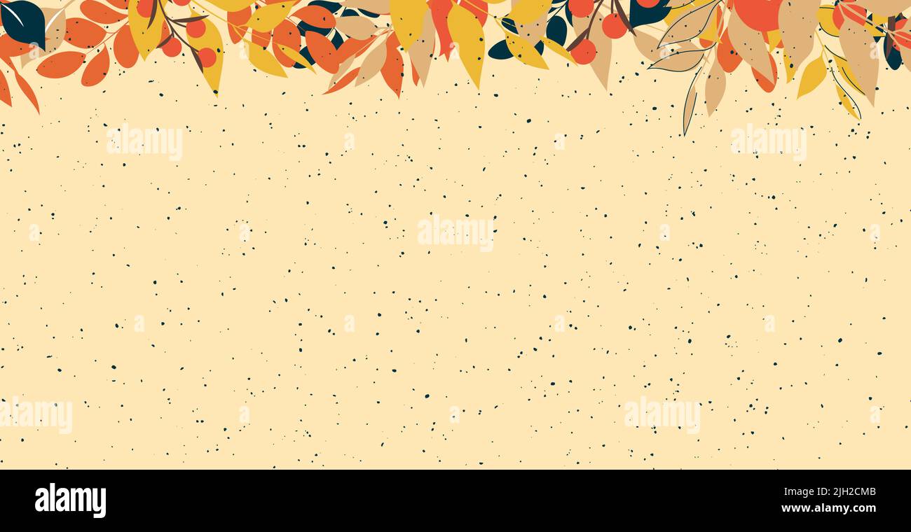 Abstract autumn web background template with many different leaves ...