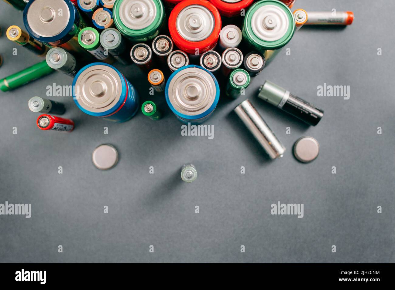 Top view on portable batteries, free space Stock Photo - Alamy