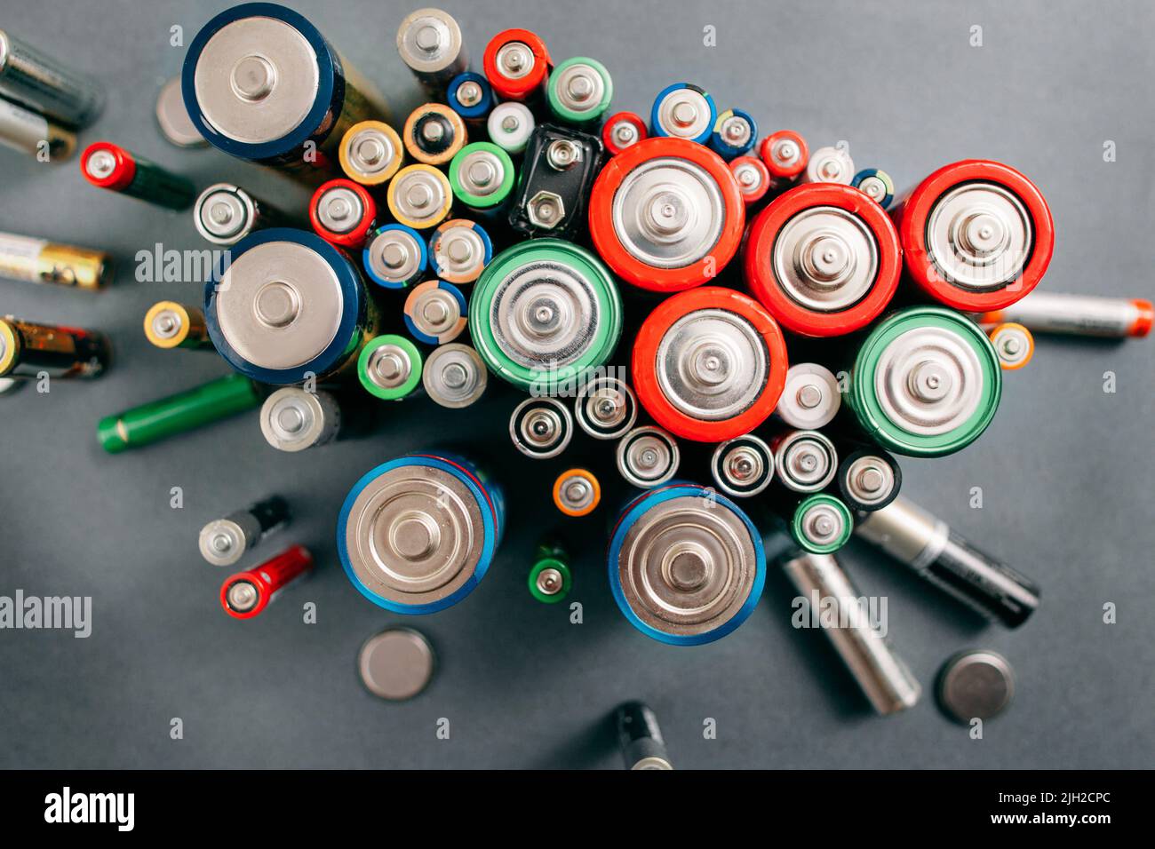Selection of different batteries, top view Stock Photo - Alamy