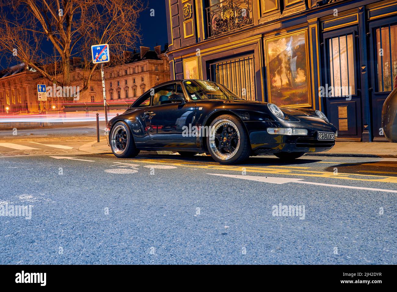 PARIS, FRANCE -APRIL 6, 2018: Legendary Porsche 911 at night in Paris ...