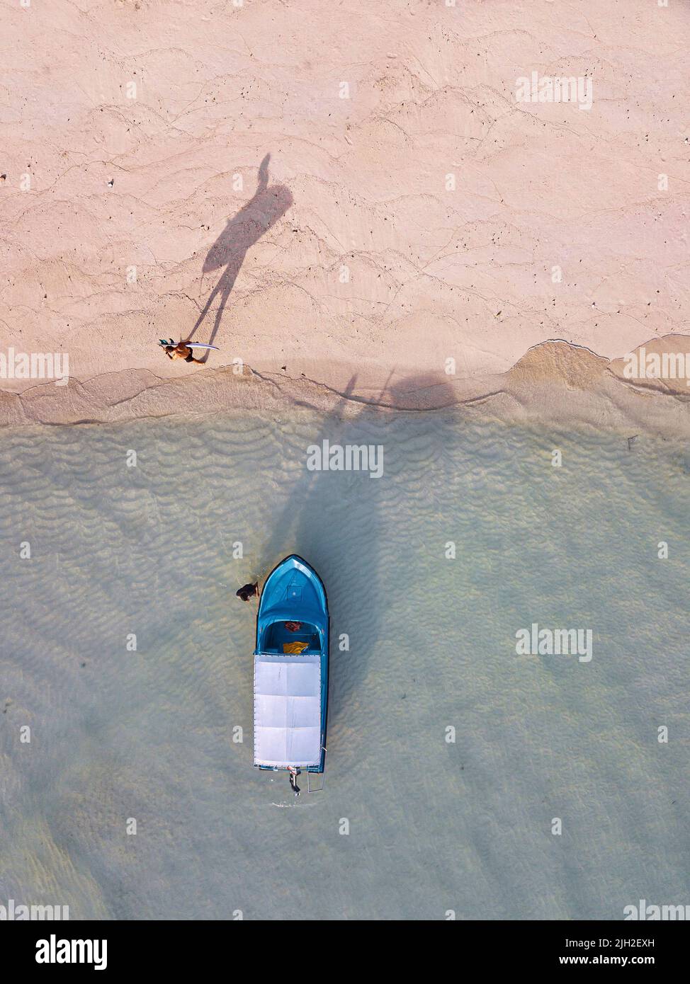 Aerial view of surfer at the beach Stock Photo - Alamy
