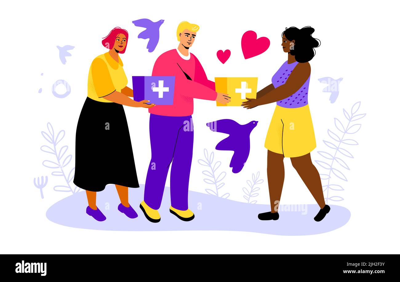 Support and humanitarian aid - modern colorful flat design style ...