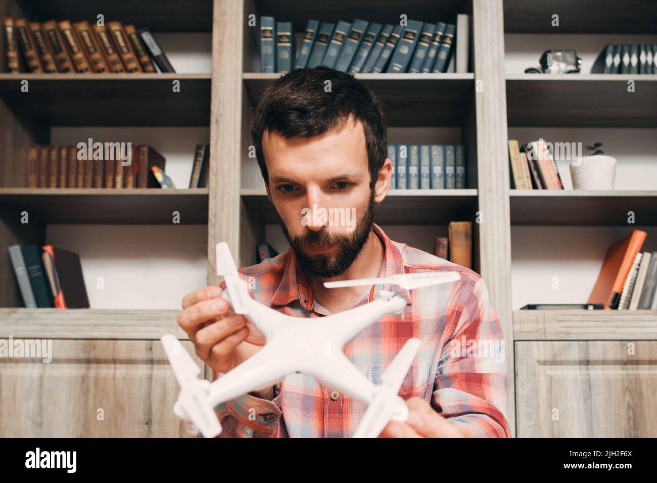 Man installing drone propellers Stock Photo - Alamy