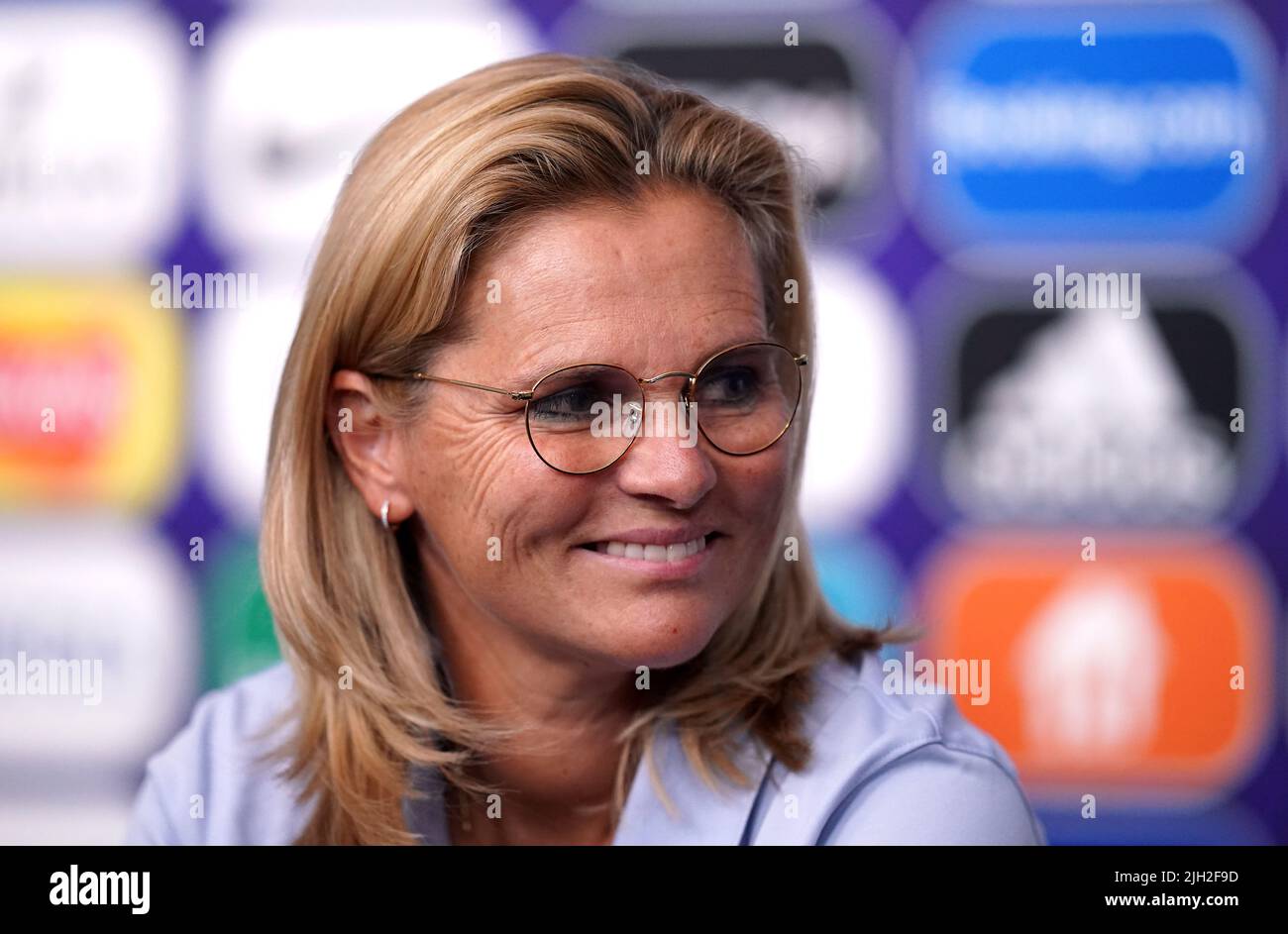 England head coach Sarina Wiegman during a press conference at St Mary ...