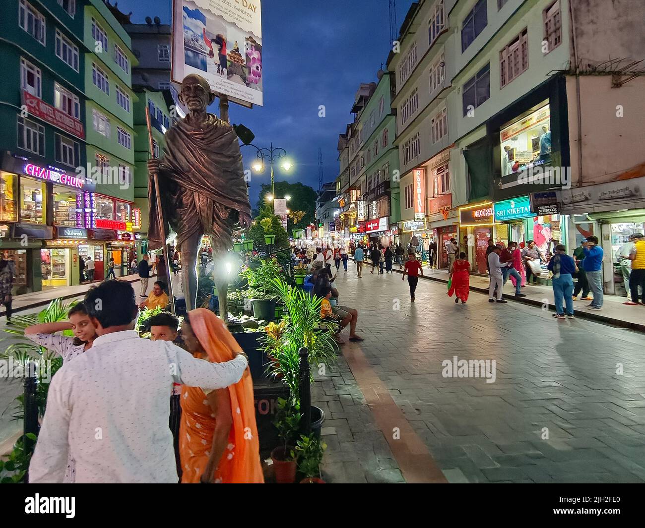 Gangtok, India - June 21, 2022: People walking in the busy MG Marg ...
