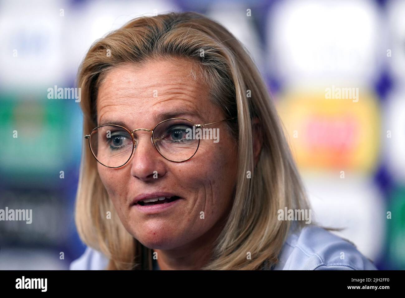 England head coach Sarina Wiegman during a press conference at St Mary ...