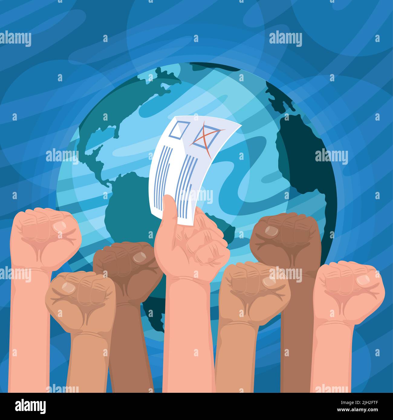 banner with hands fist lifting international vote Stock Vector Image ...