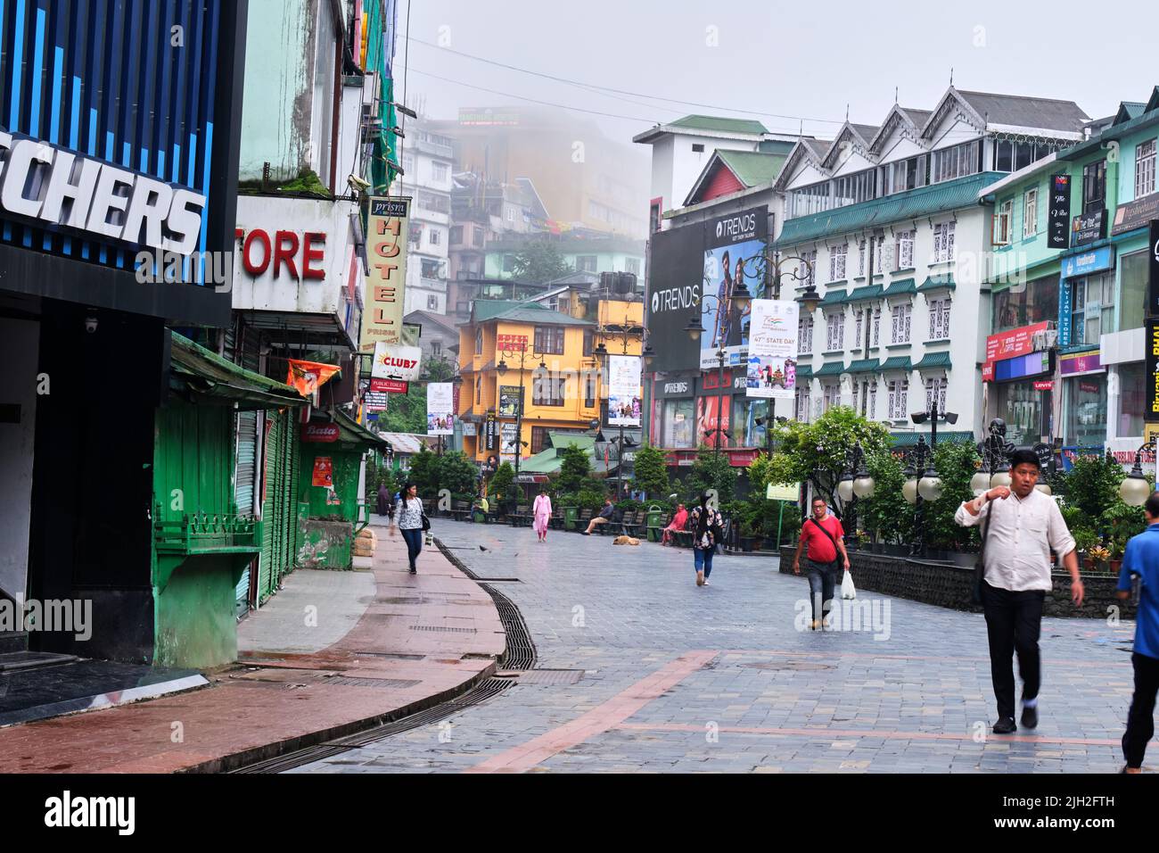 Gangtok, India - June 21, 2022: People walking in the busy MG Marg ...