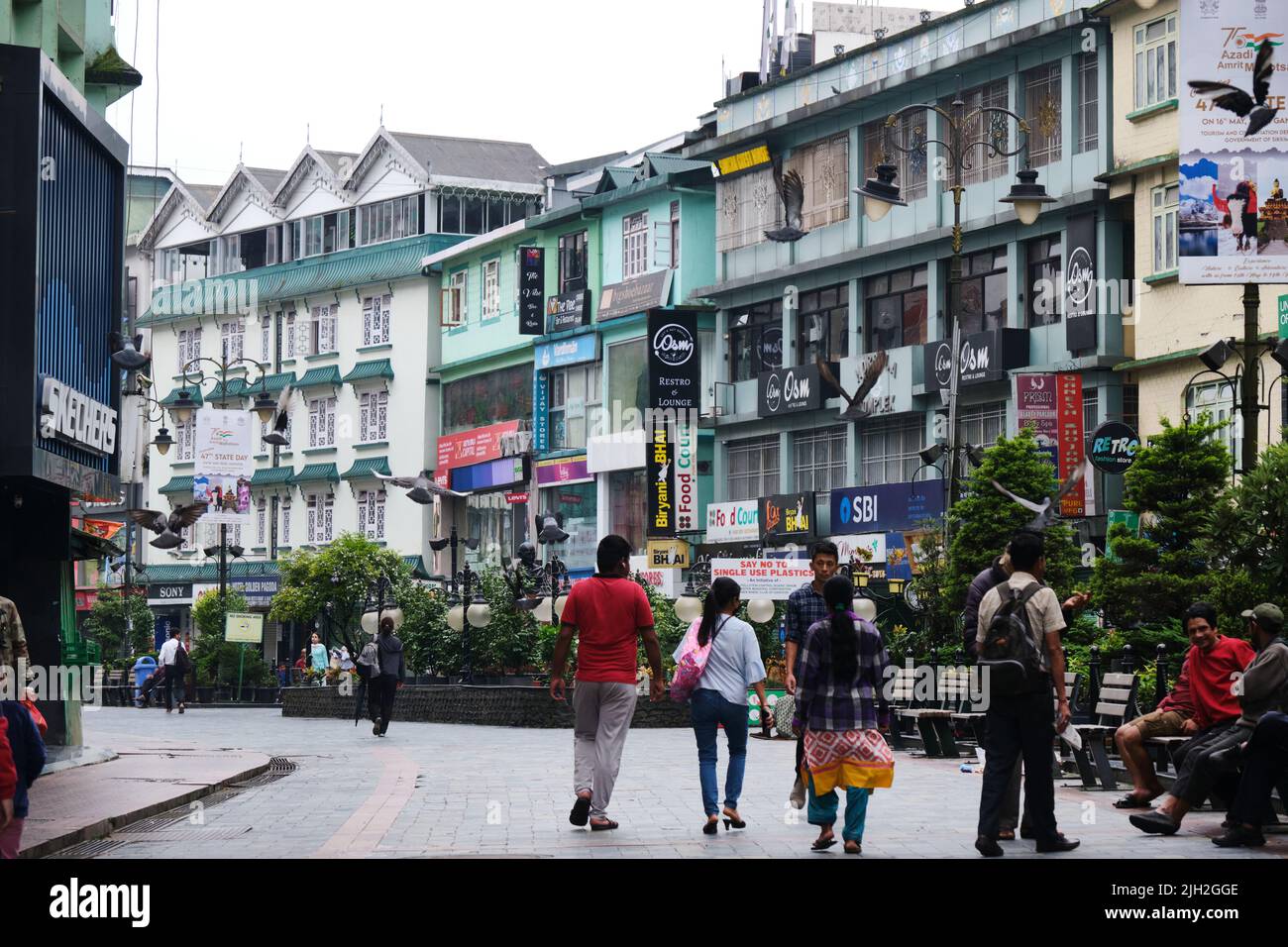 Gangtok, India - June 21, 2022: People walking in the busy MG Marg ...