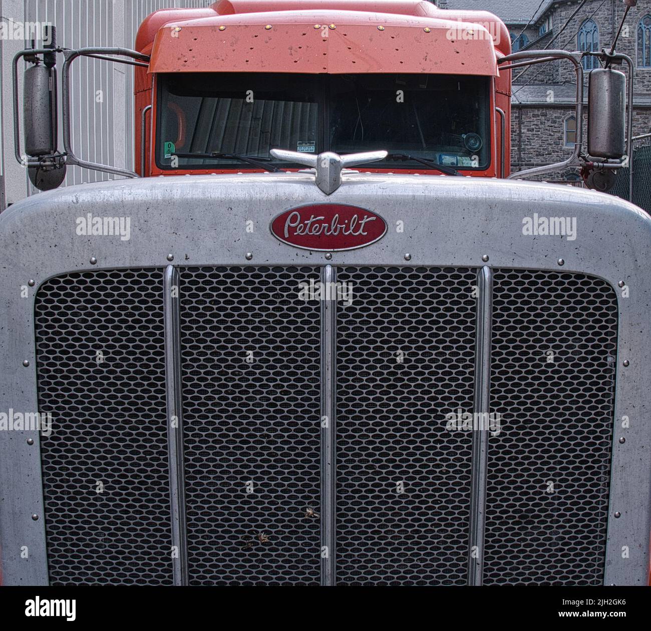 Peterbilt Nose close-up vertical Stock Photo - Alamy