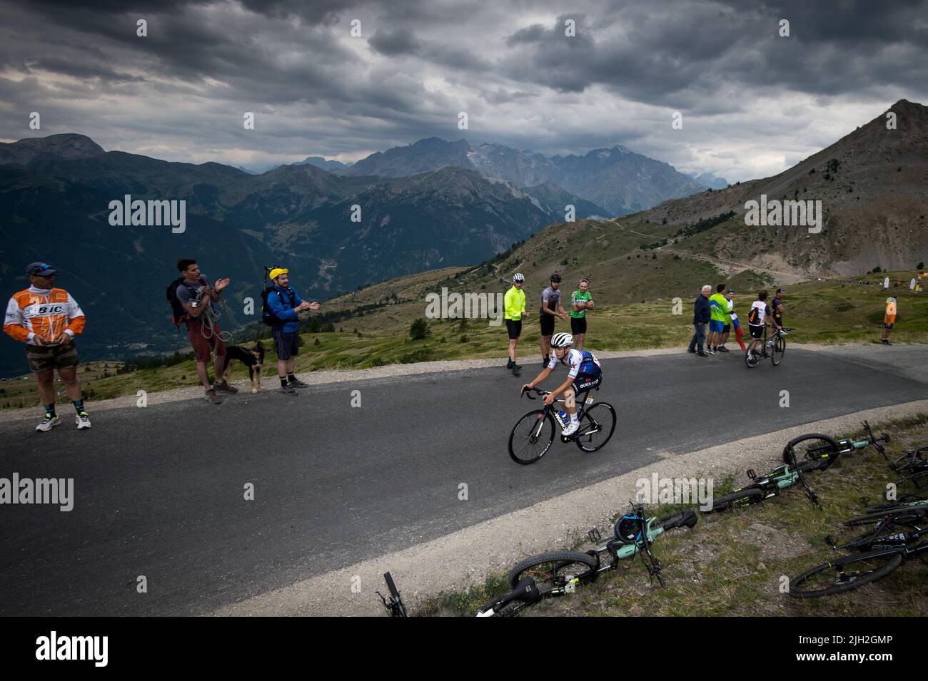 Italian Andrea Bagioli (team Quick-Step Alpha Vinyl) in action in the ...