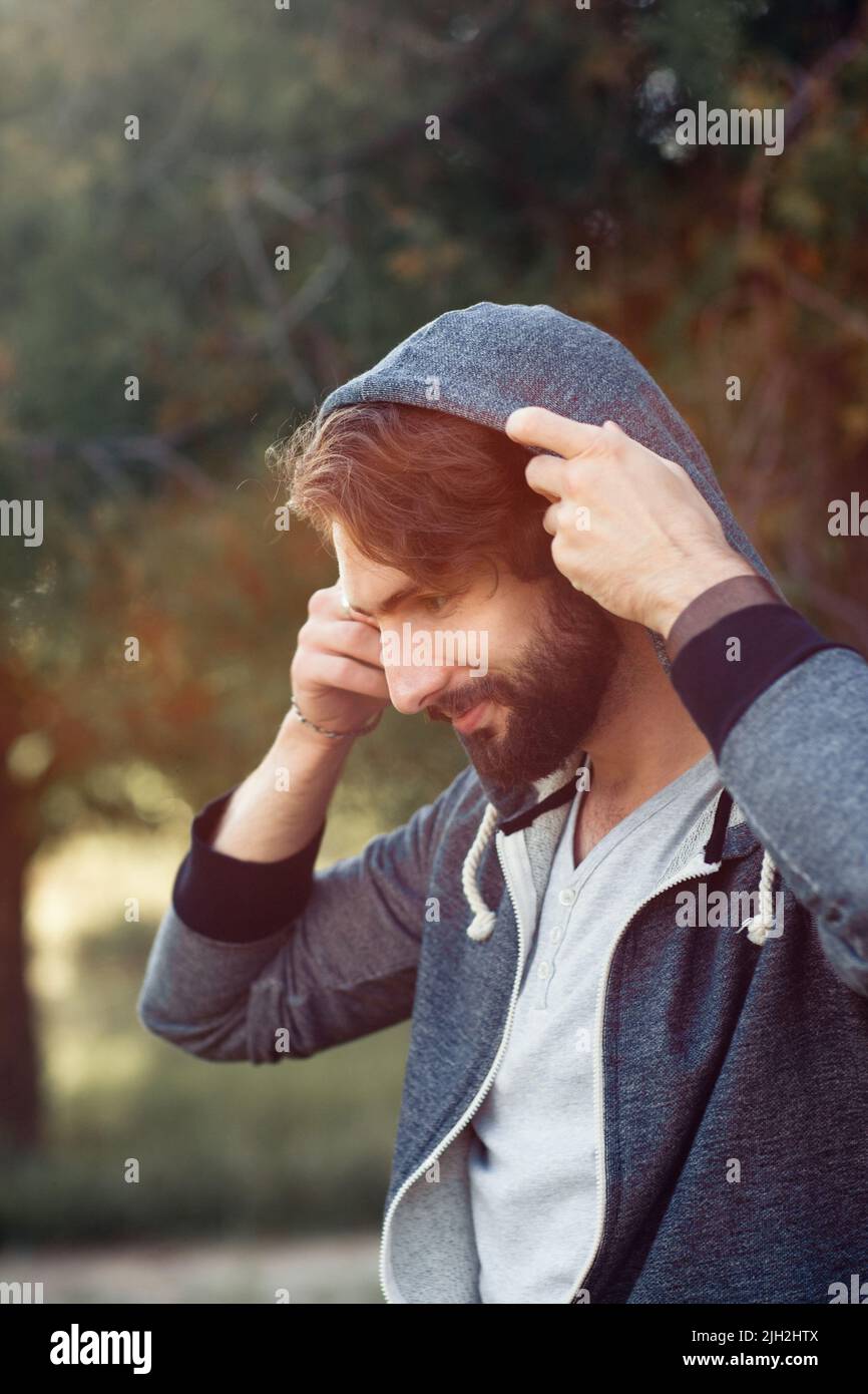 Hood on head hi-res stock photography and images - Alamy