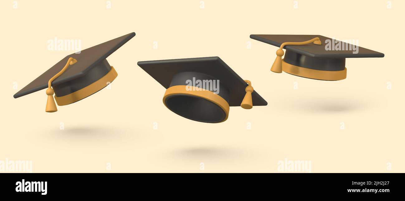 Cute cartoon graduation cap. Education, degree ceremony concept. Vector ...