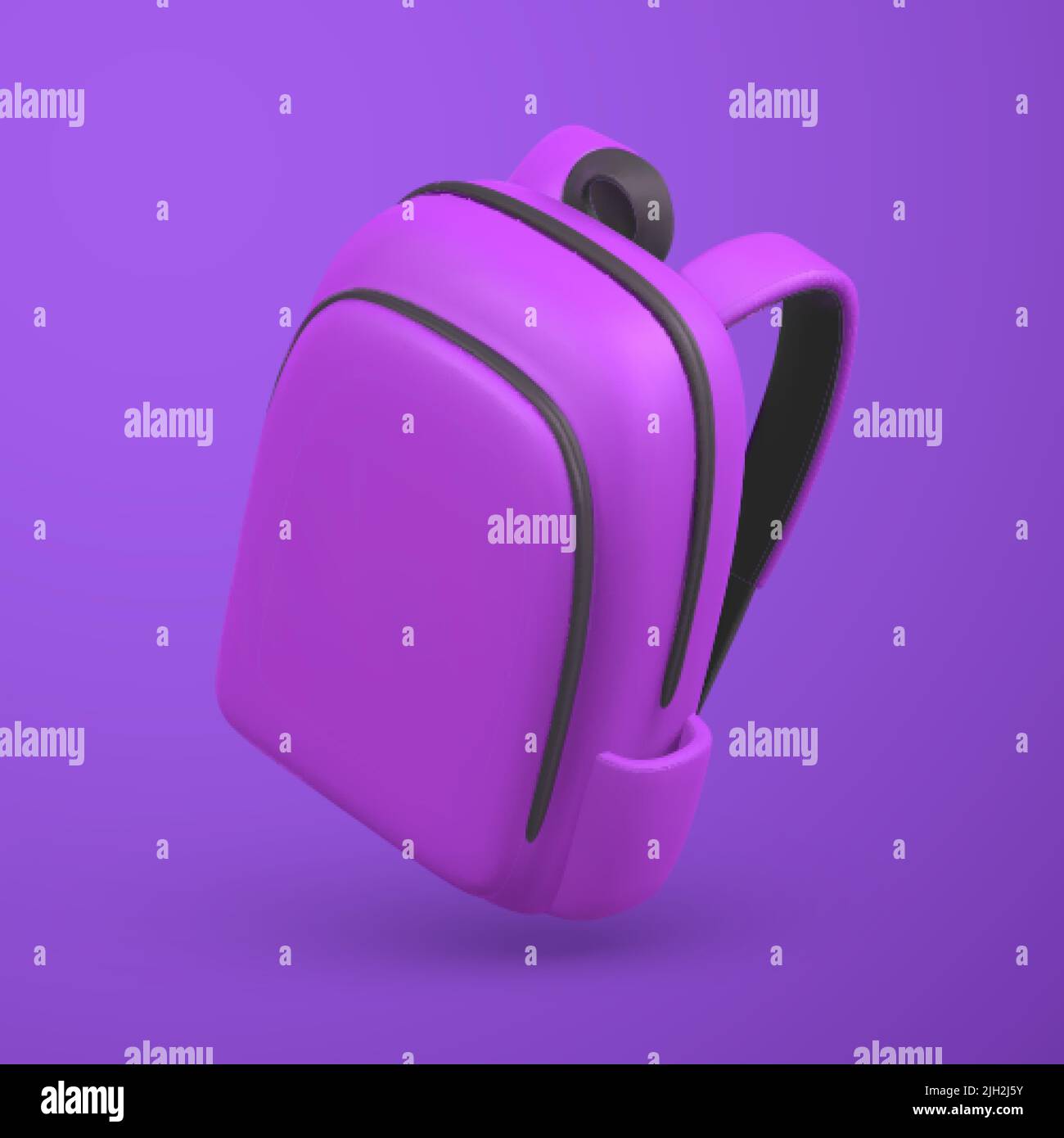 Cute cartoon purple backpack. 3d realistic school bag. Back to school ...