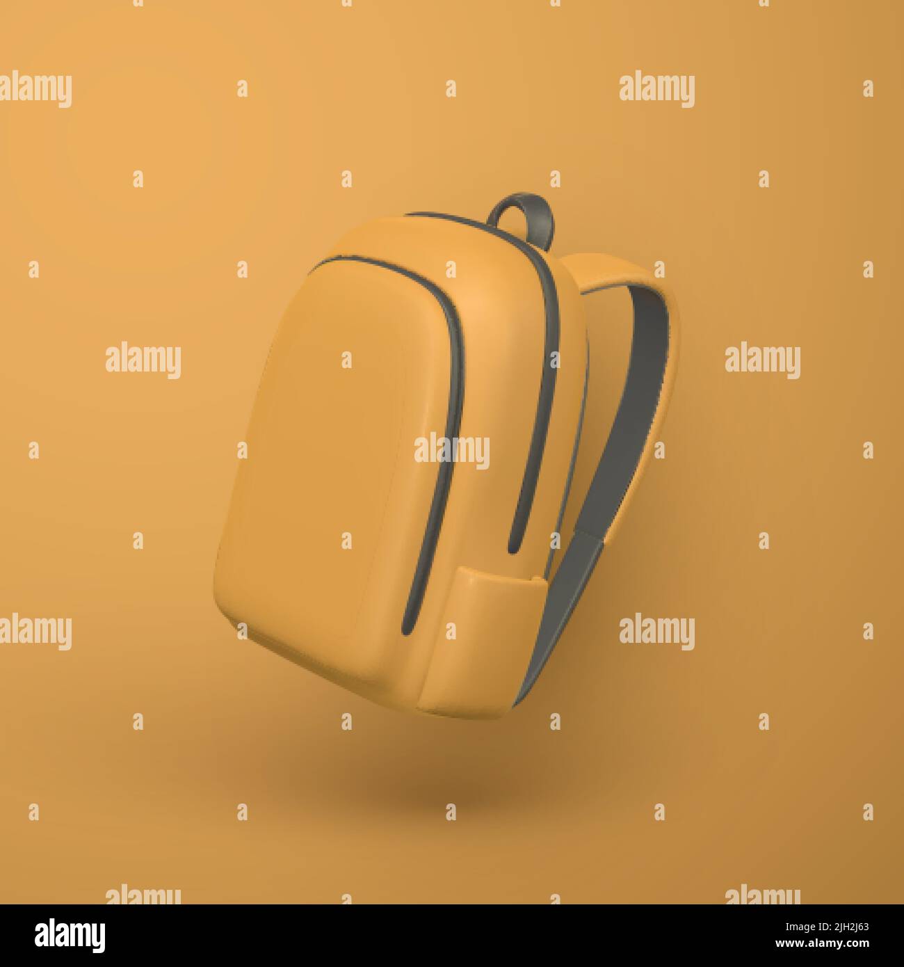 Cute cartoon yellow backpack. 3d realistic school bag. Back to school ...